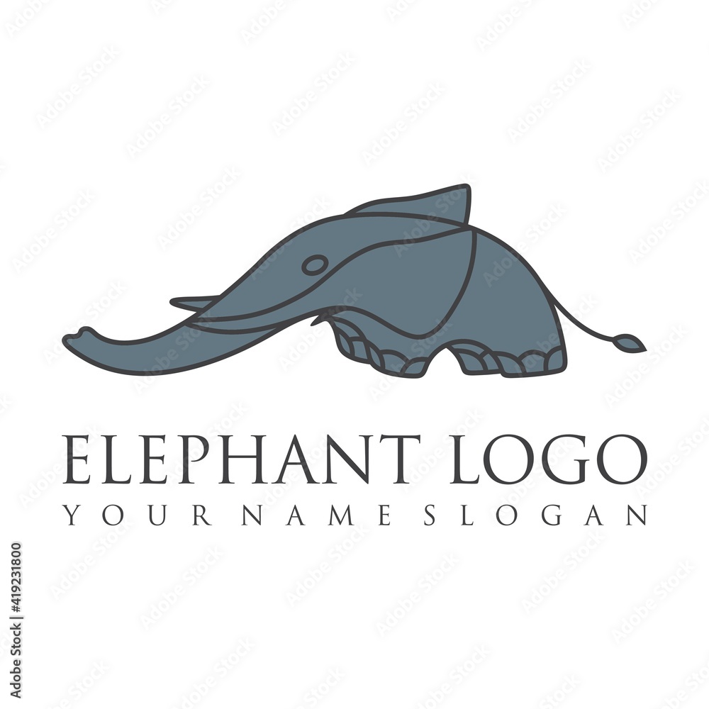 Elephant outline logo, simple vector illustration of the elephant ...