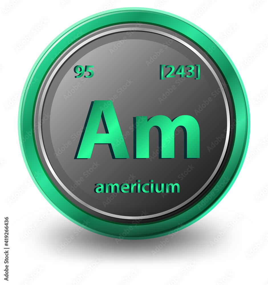 Americium chemical element. Chemical symbol with atomic number and ...