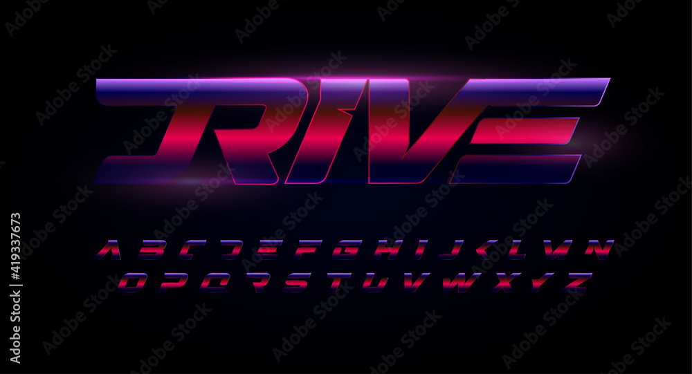 Drive alphabet. Red and blue letters with glossy gradient effect ...