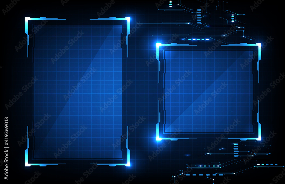 abstract futuristic background of blue glowing technology sci fi frame ...