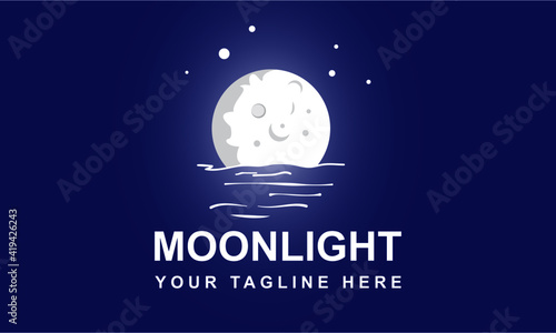 Moonlight Logo Design Template-Moonlight Logo Vector Night Background ...
