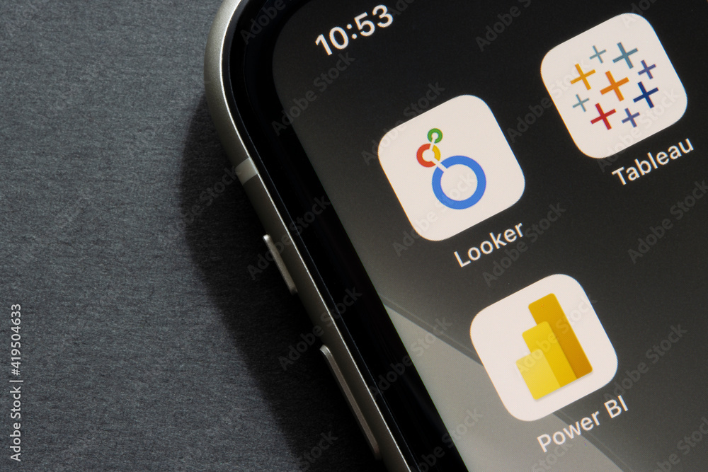 Portland, OR, USA - Mar 10, 2021: Looker, Tableau, and Power BI app ...