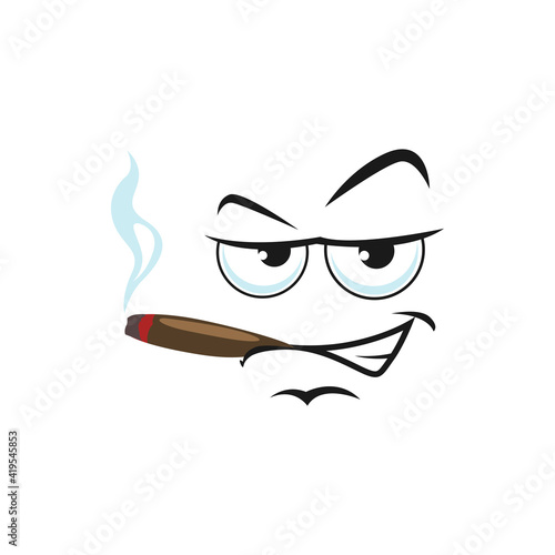 Wicked popped-eyed smiley, angry emoticon with smirked in triumph smile ...