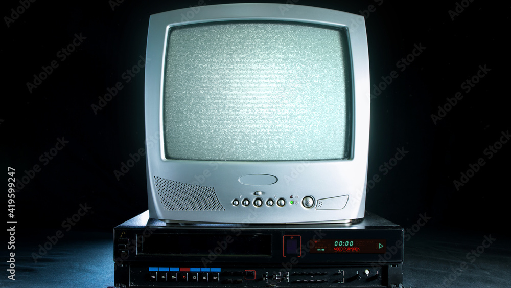 Old TV With Video Recorder Stock Photo | Adobe Stock