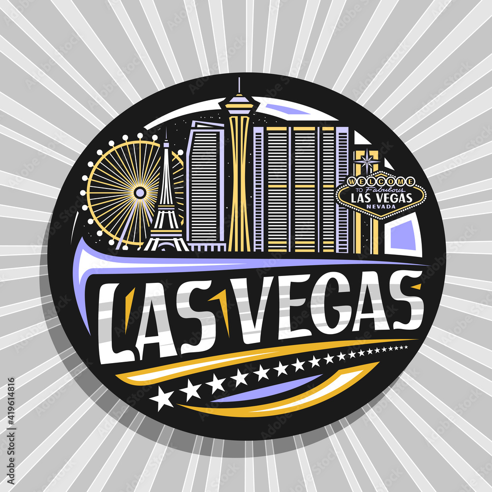 Vector logo for Las Vegas, black decorative badge with outline ...