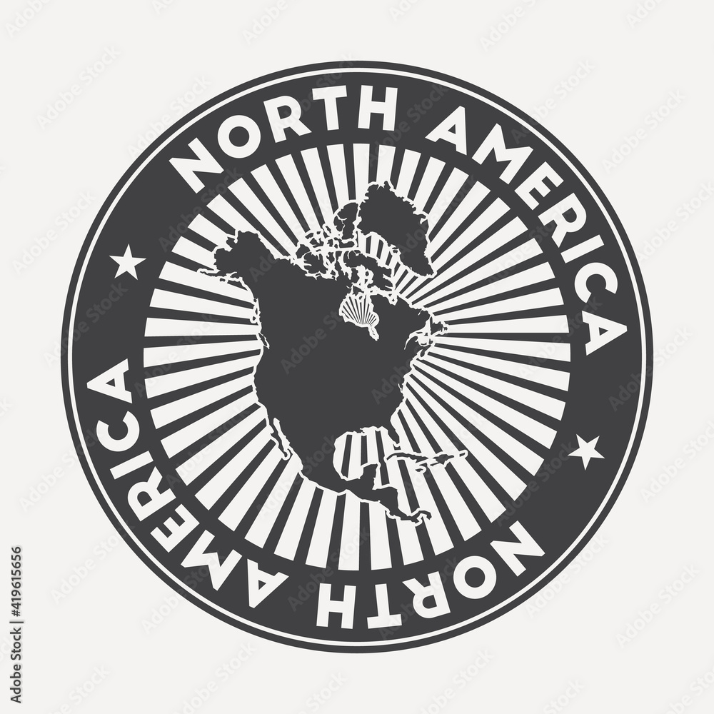 Image vectorielle Stock North America round logo. Vintage travel badge ...