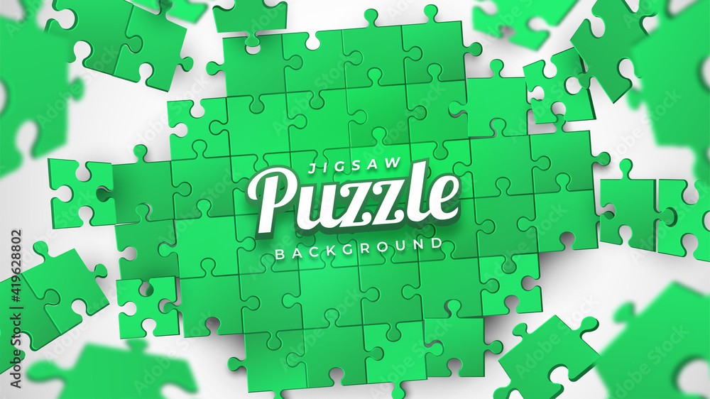Green Jigsaw Puzzle Pieces Background Stock Vector | Adobe Stock