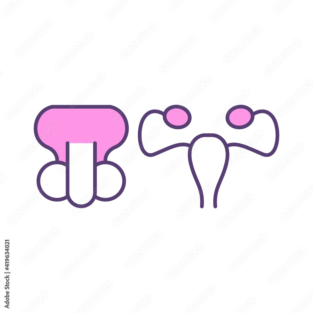Vector de Stock Human reproductive system RGB color icon. Reproductive ...