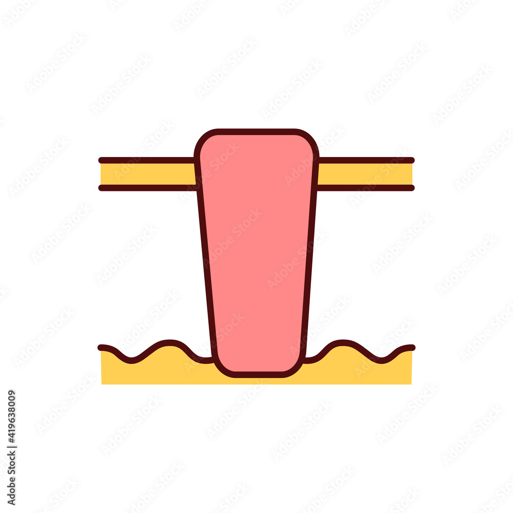 Melanoma stage RGB color icon. Skin cancer development. Spreading ...