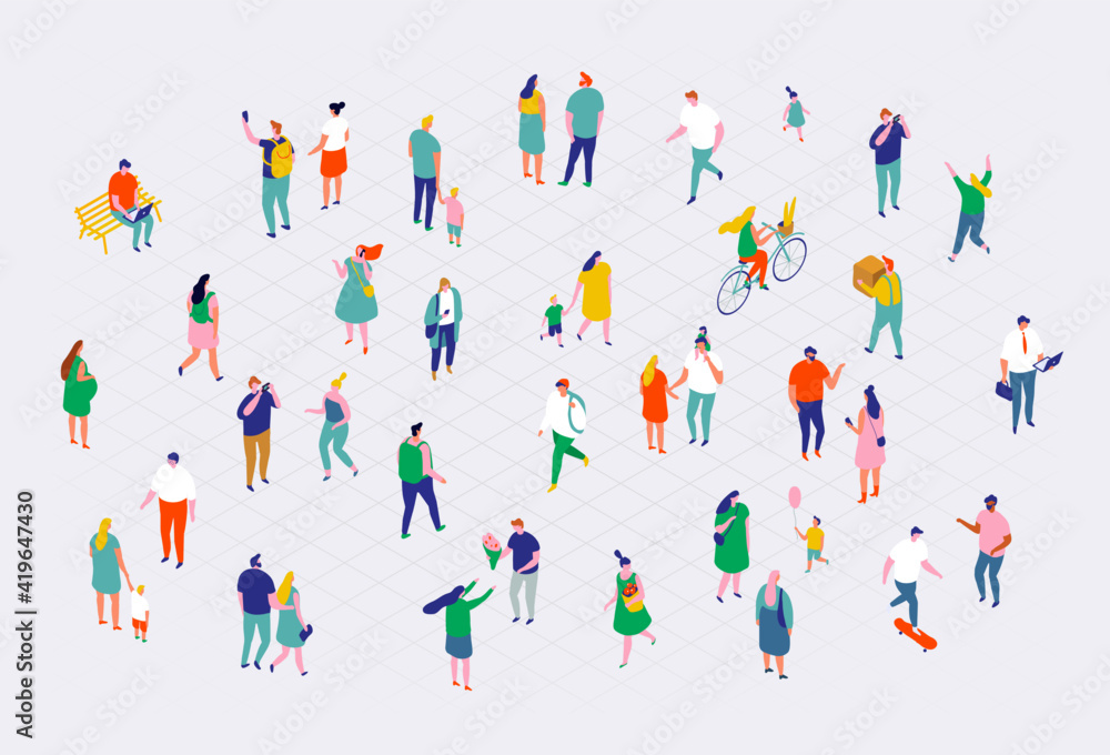 Different isometric people vector set isolated on white. Male and ...