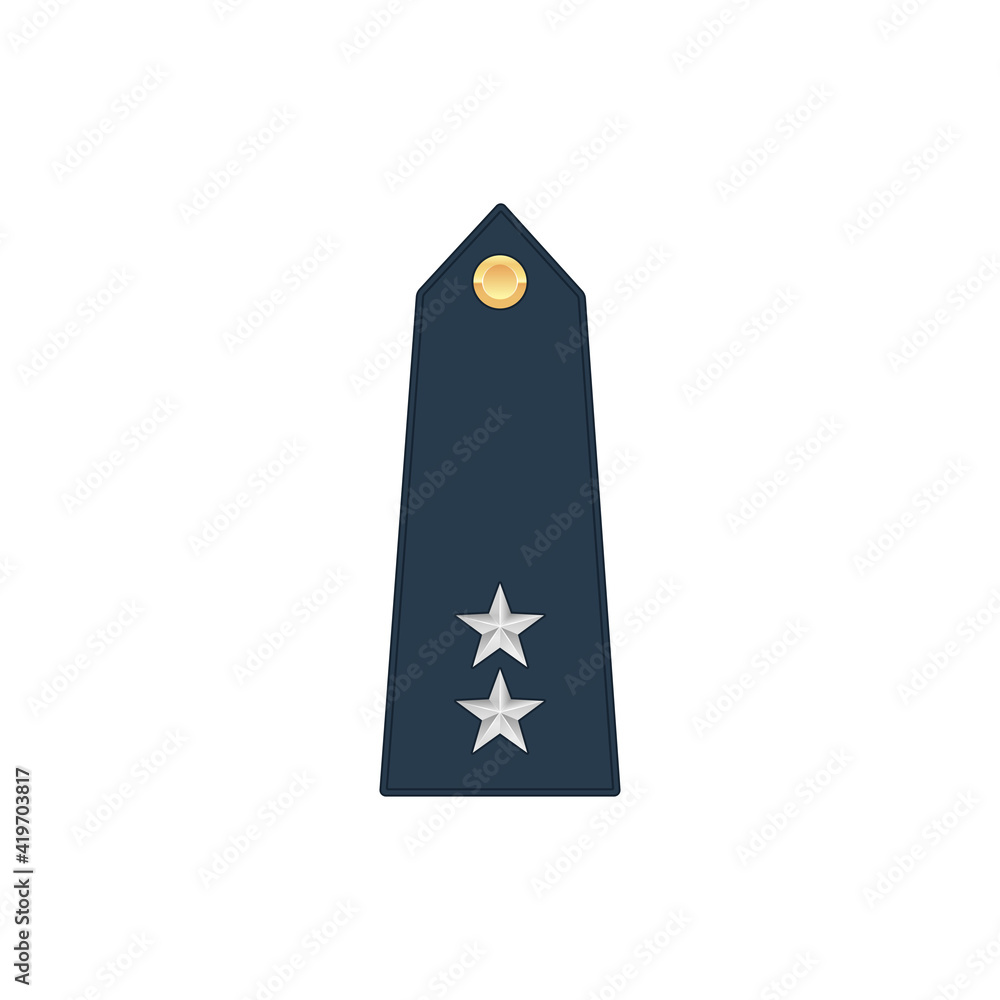 General major military stripe with two stars isolated insignia icon ...