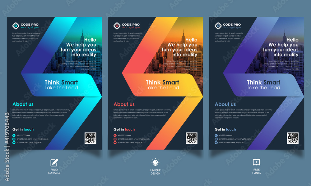 flyer in A4 with color, geometric shapes, Brochure design, Flyer design ...