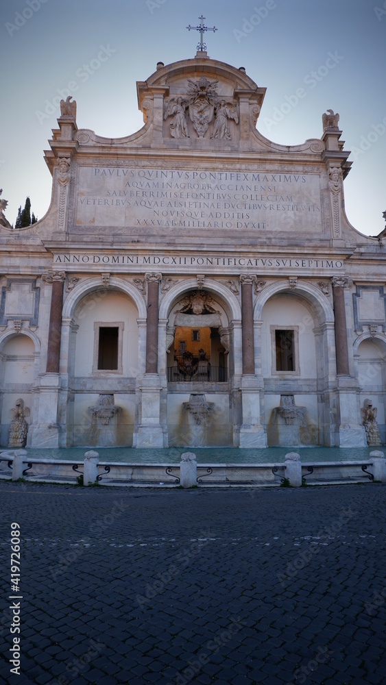 Baroque facade of Fontana dell Acqua Paola aka Il Fontanone (The big ...