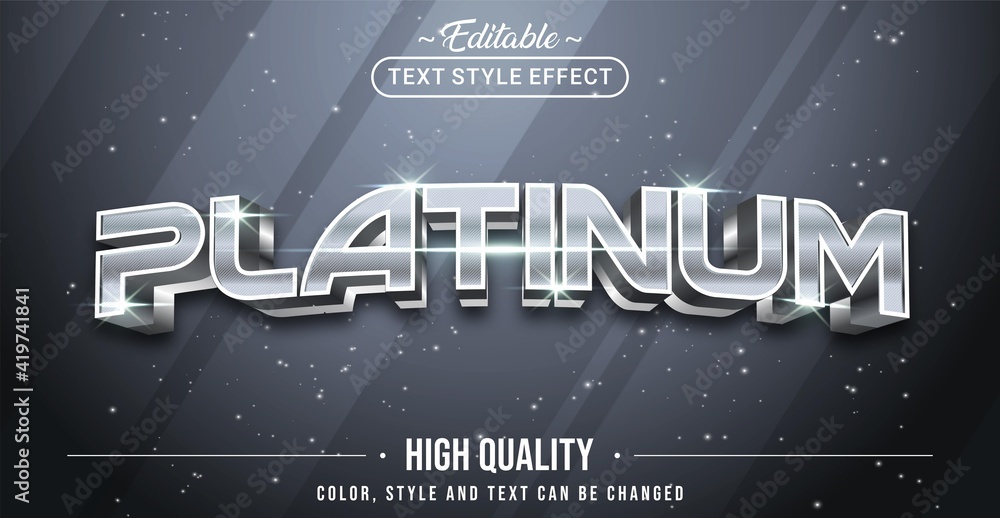 Editable text style effect - Silver Platinum text style theme. Stock ...