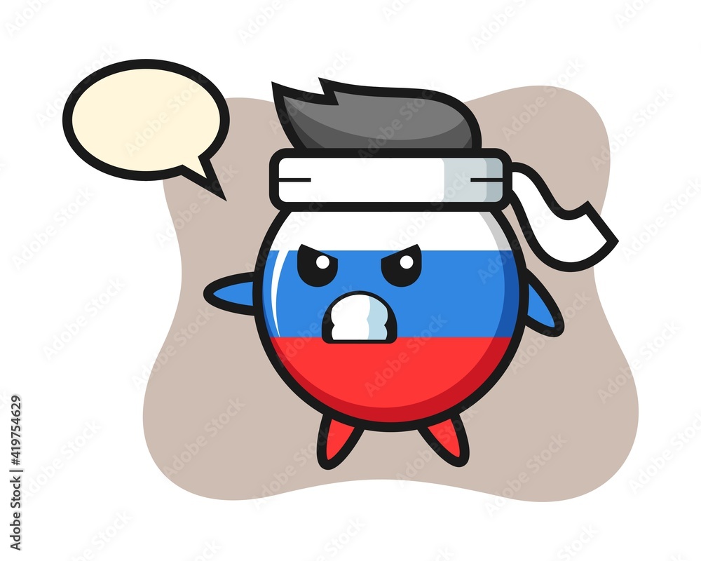 Russia flag badge cartoon illustration as a karate fighter Stock Vector ...