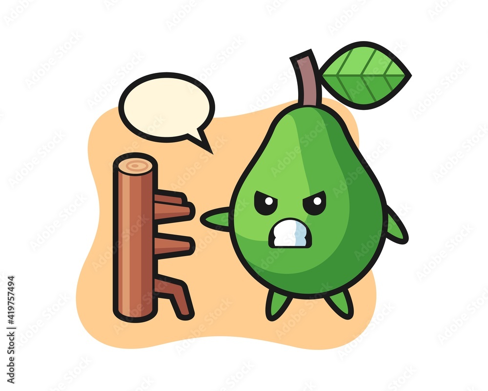 Avocado cartoon illustration as a karate fighter Stock Vector | Adobe Stock