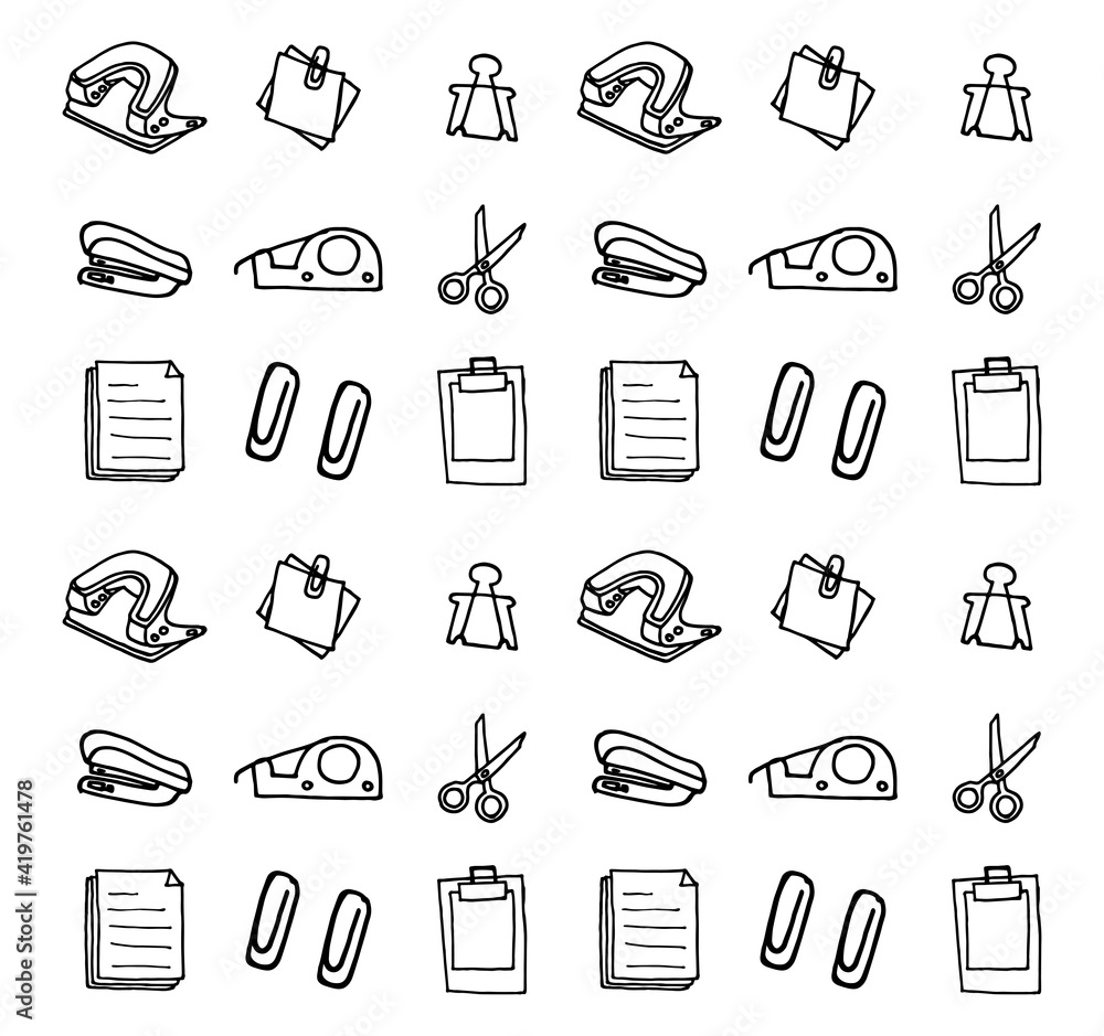 set of office stationery isolated on white background. clip, paperclip ...