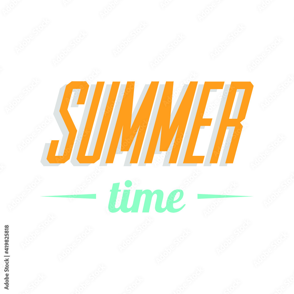 Vector illustration of "summer time" lettering on white background. Stock Vector | Adobe Stock