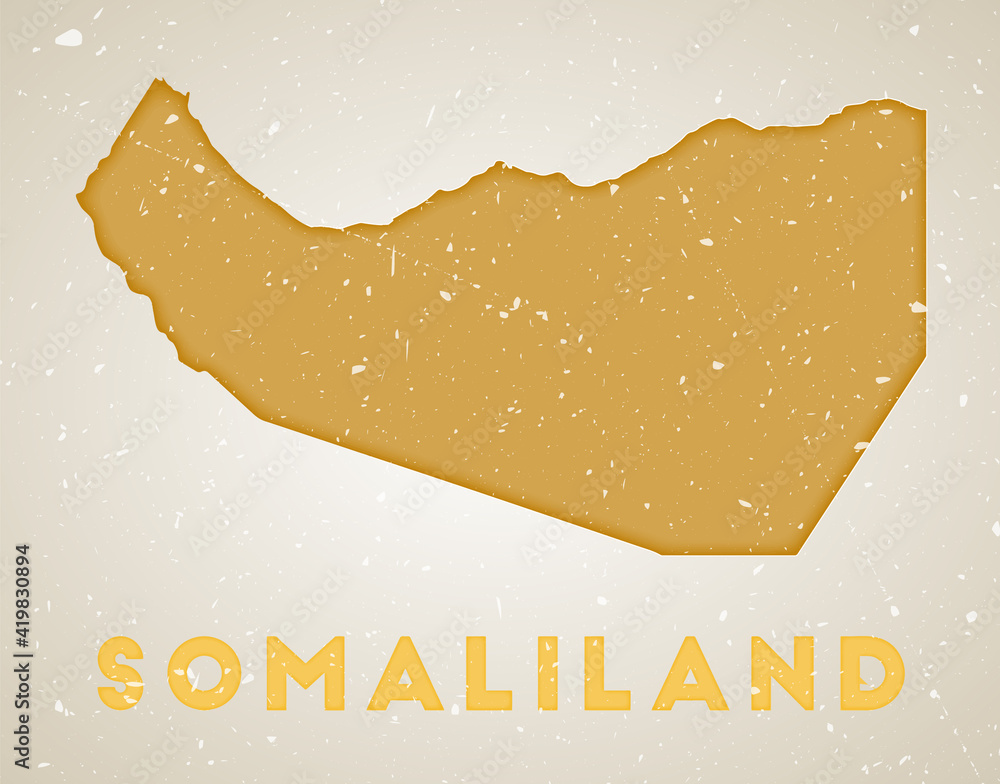 Somaliland map. Country poster with colored regions. Old grunge texture ...