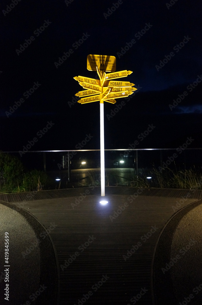 Global Signpost in Stirling Point showing direction and distance to ...