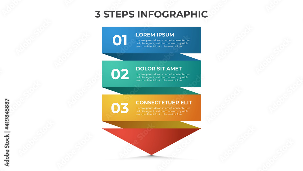 3 points of steps infographic template vector, arrow list diagram ...