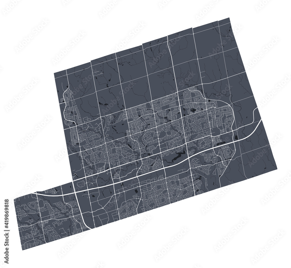 Markham map. Detailed map of Markham city poster with streets ...