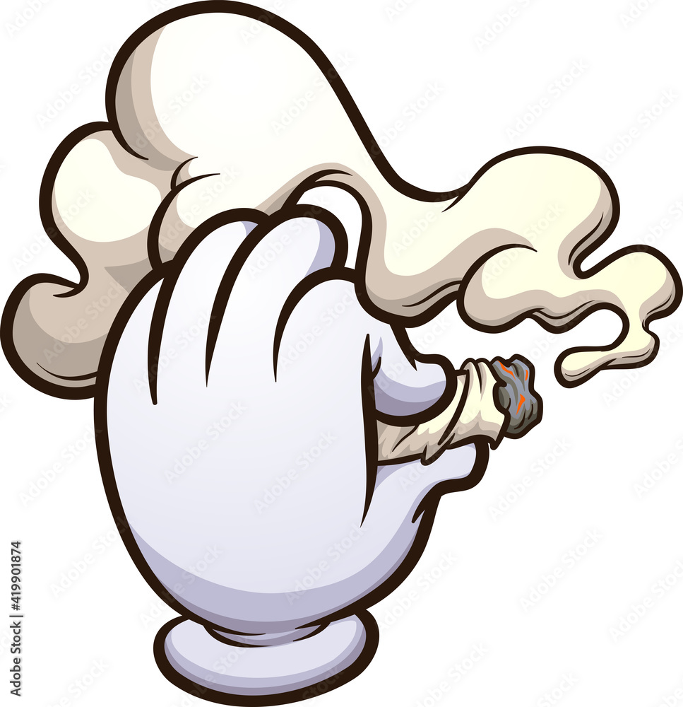 Cartoon glove holding a marijuana cigarette. Vector clip art ...