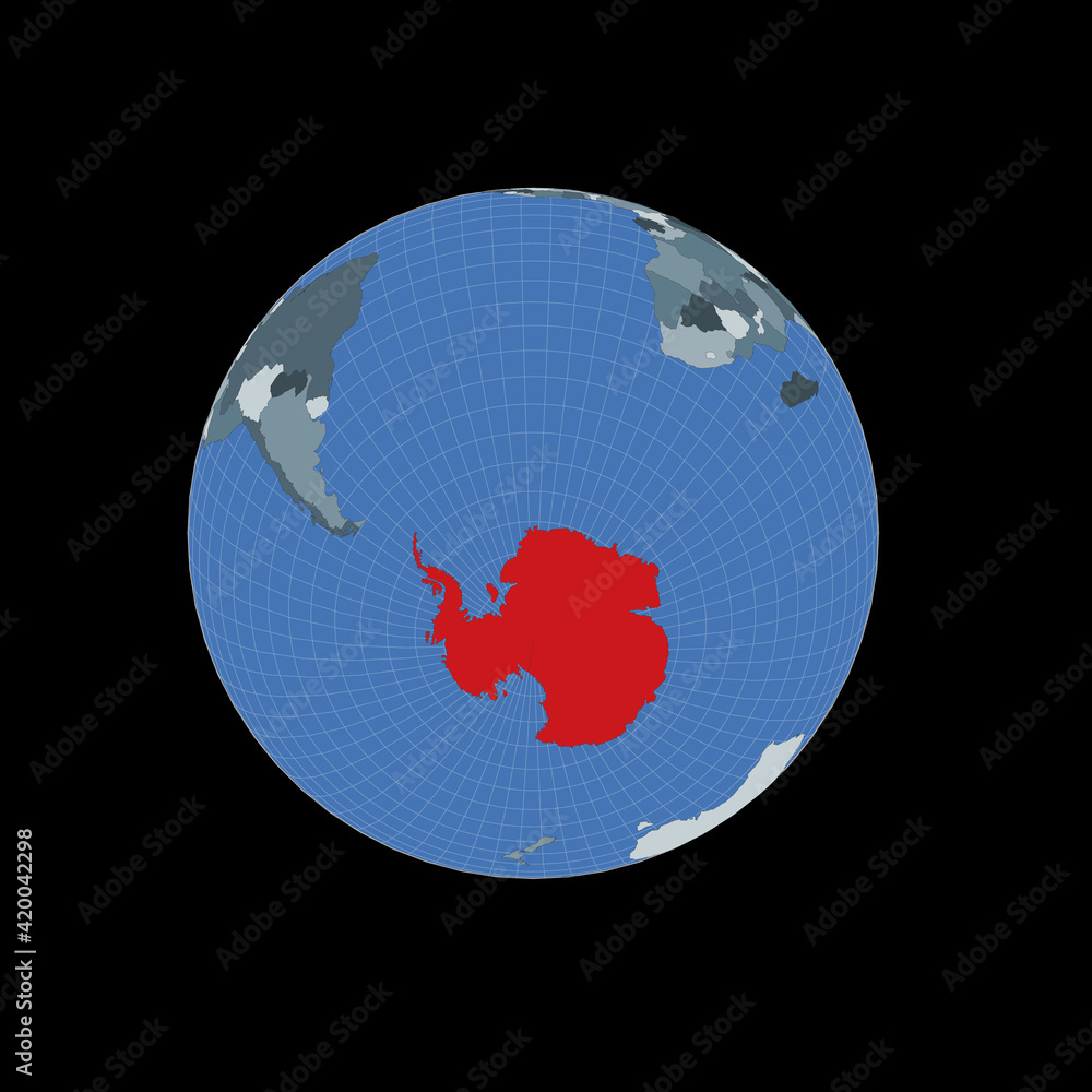 Shape of the Antarctica in context of neighbour countries. Country ...