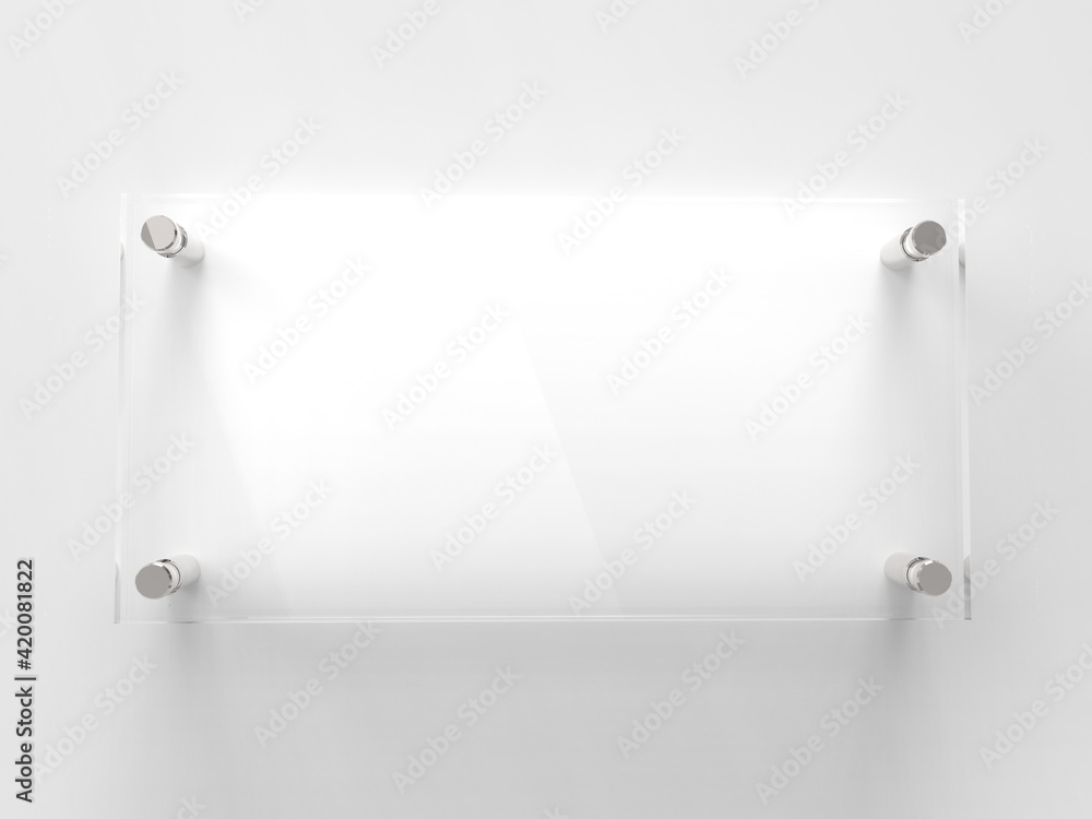 Blank Transparent Glass Interior Office Corporate Signage Plate Mock Up ...
