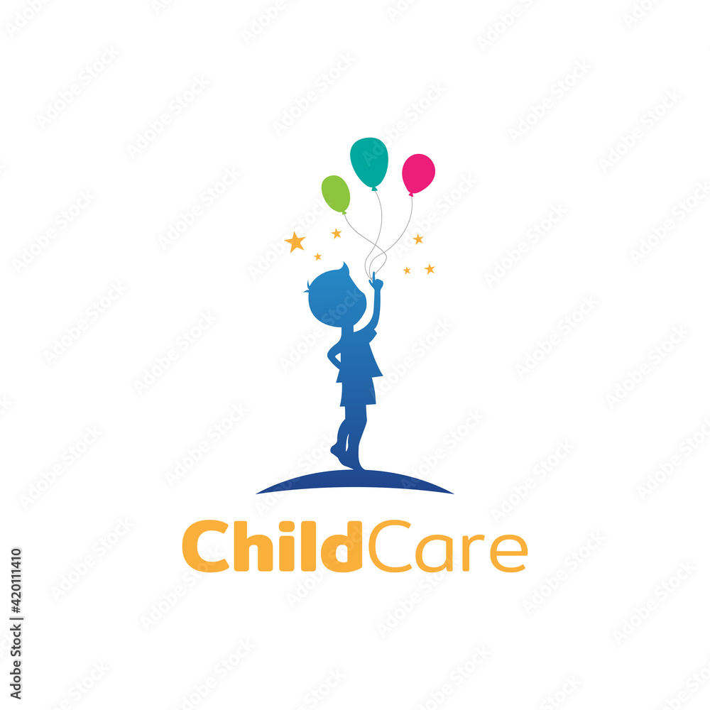 Child care vector logo illustration Stock Vector | Adobe Stock