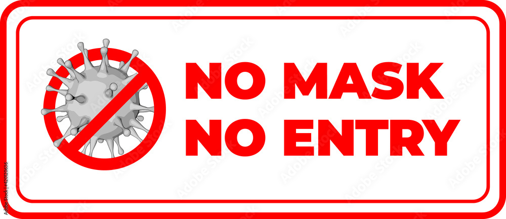 Image vectorielle Stock No mask no entry. Horizontal warning signage ...