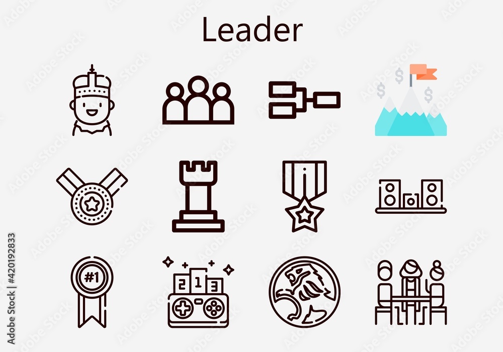 Vector de Stock Premium set of leader [S] icons. Simple leader icon ...