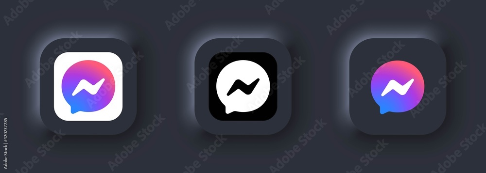 Set of Facebook Messenger icons. Social media icons. Realistic ...