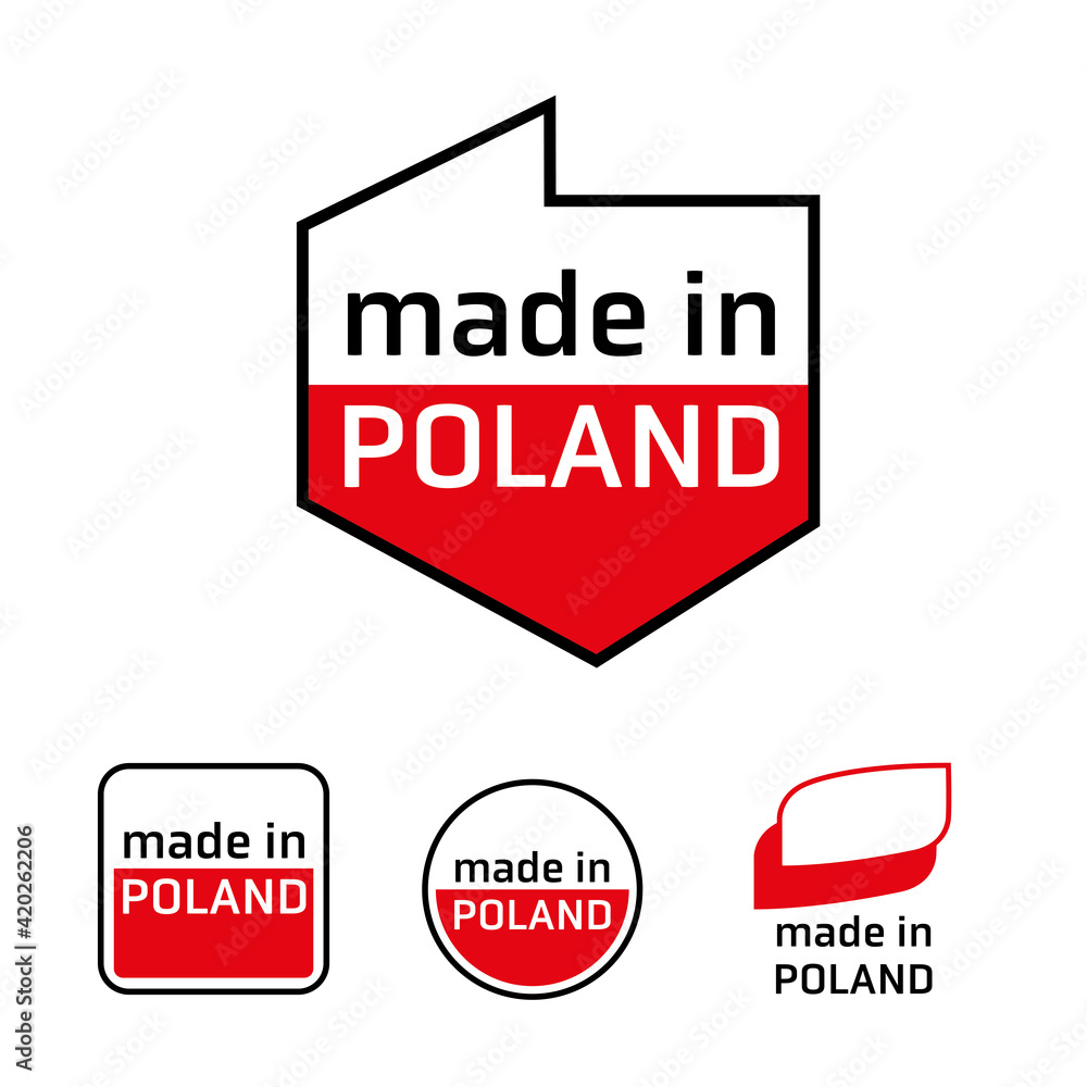 Praca wektorowa bez tantiem: Wyprodukowano w Polsce PRODUKT POLSKI made ...