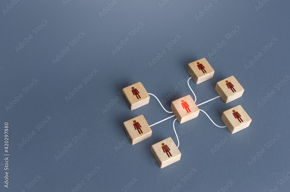 Foto de Stock Team Leader focuses all connections on himself ...