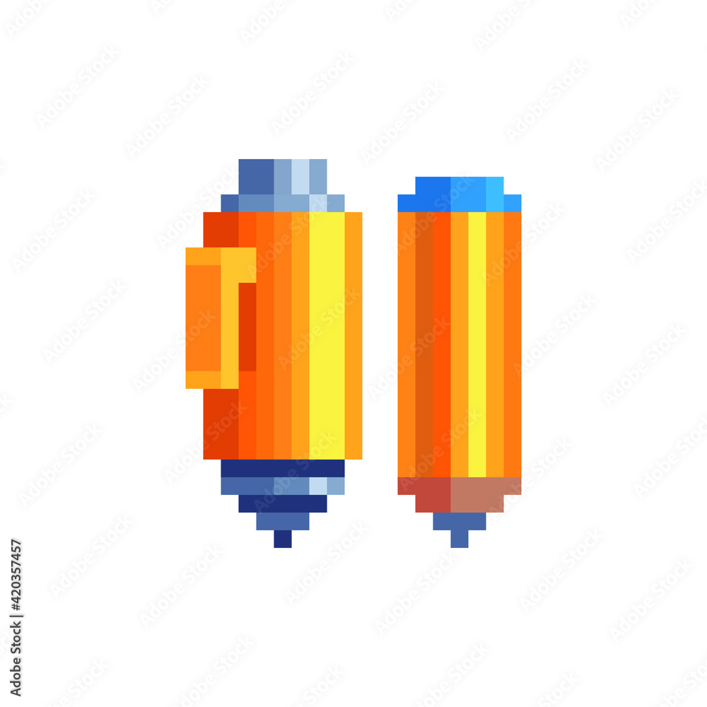 Pixel pencils icons. 8-bit sprites. Isolated vector illustration. Old ...