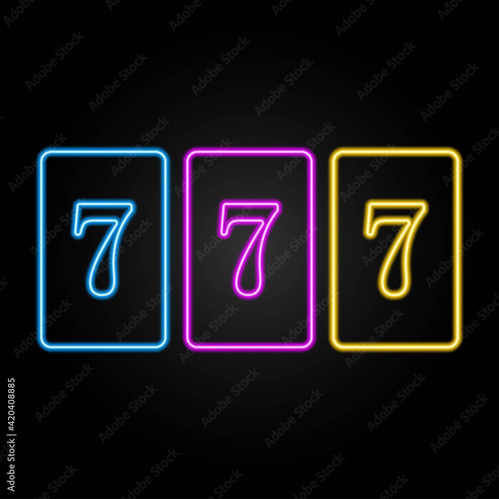 777 neon sign, modern glowing banner design, colorful modern design ...