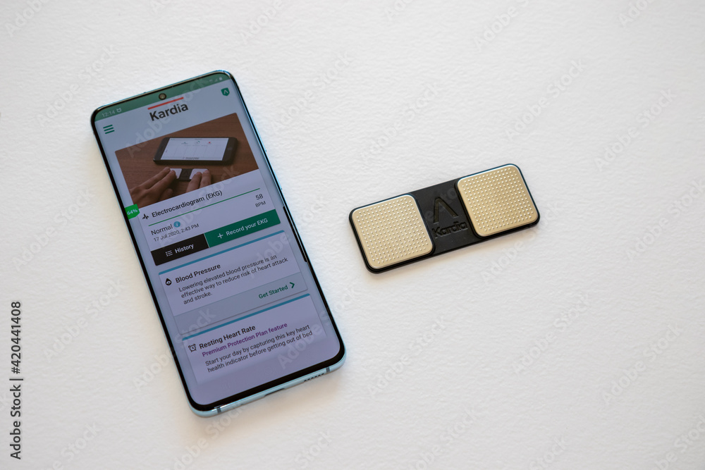 Display of person's ekg ecg electrocardiogram test results using ...