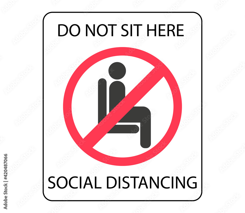 Do not sit here sign for sticker print. Social distancing for shuttle ...