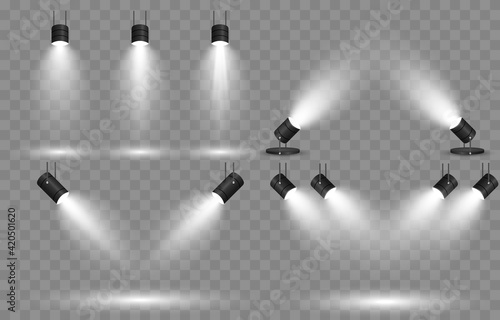 Vector set of light. Light source, studio lighting, walls, png ...
