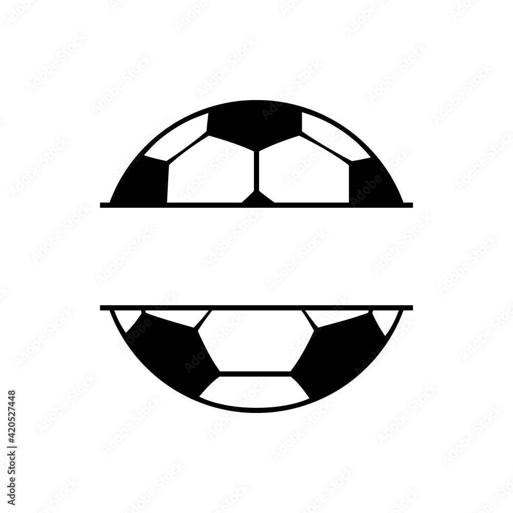 Split soccer ball black icon. Clipart image isolated on white ...