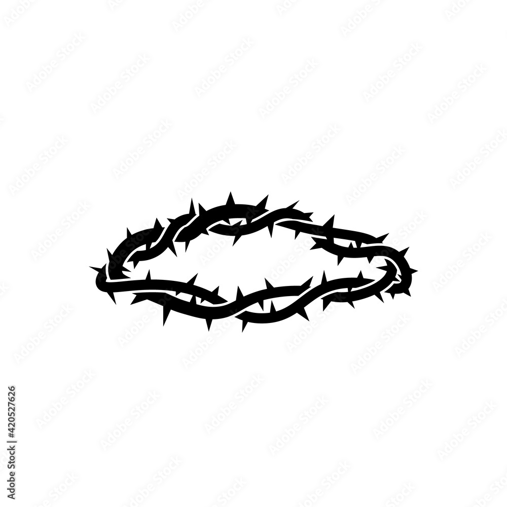 Thorn crown glyph icon. Clipart image isolated on white background ...