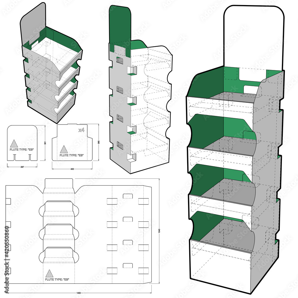 Box for Display Stand and Die-cut Pattern Stock Vector | Adobe Stock
