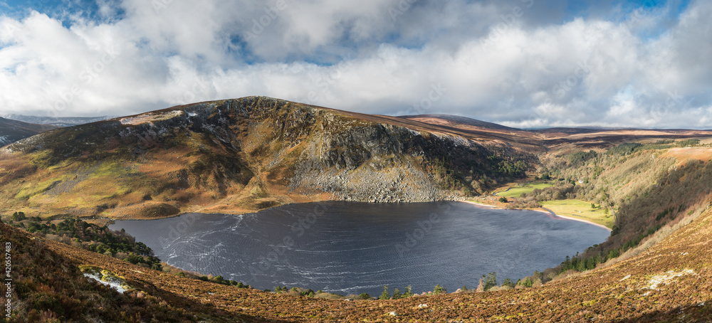 Panorama of lake Tay with mountain in the background Stock Photo ...