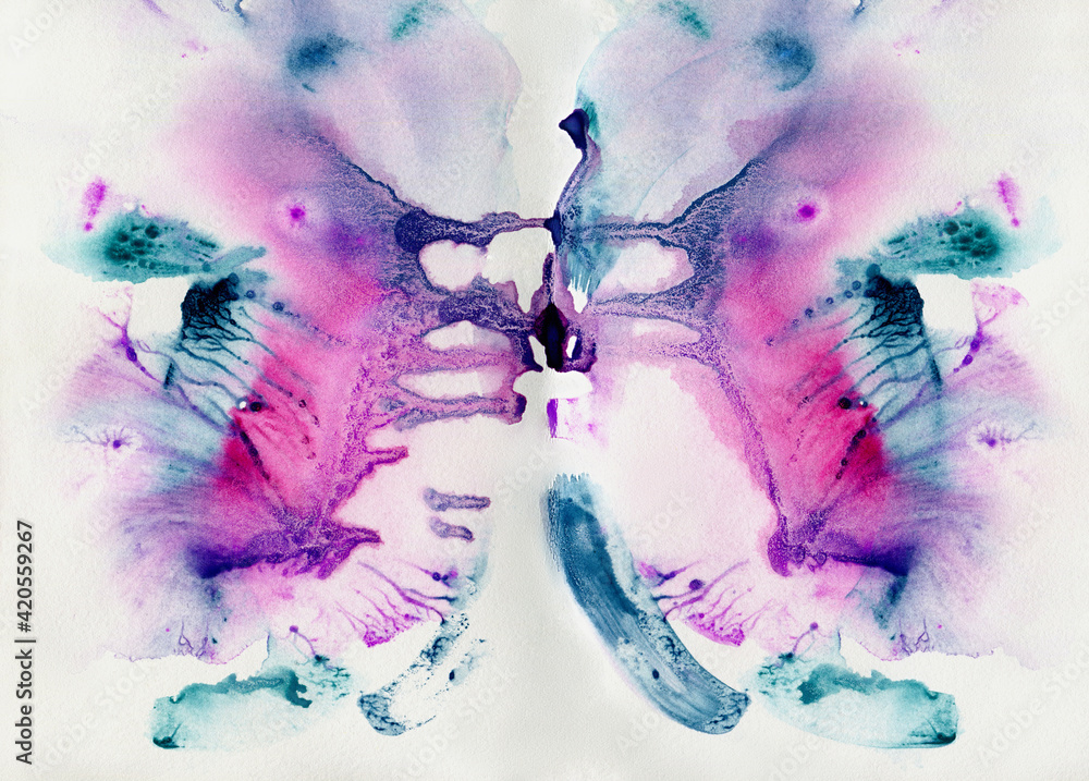 Blue and pink almost symmetrical abstract art Stock Photo | Adobe Stock