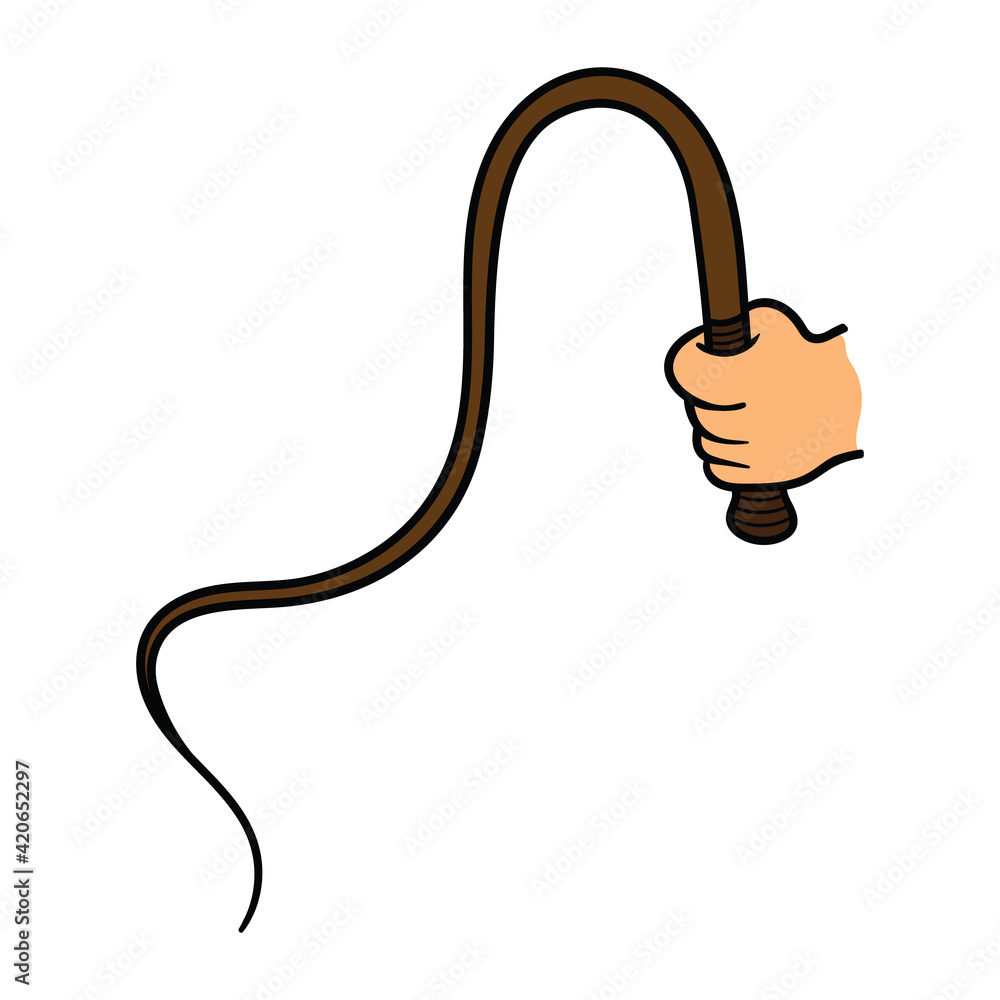 Cartoon Hand Holding Whip Illustration Stock Vector | Adobe Stock