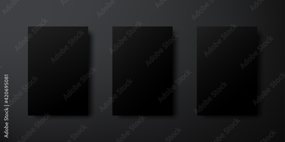 Elegant blank poster template. Black poster mockup isolated on black ...