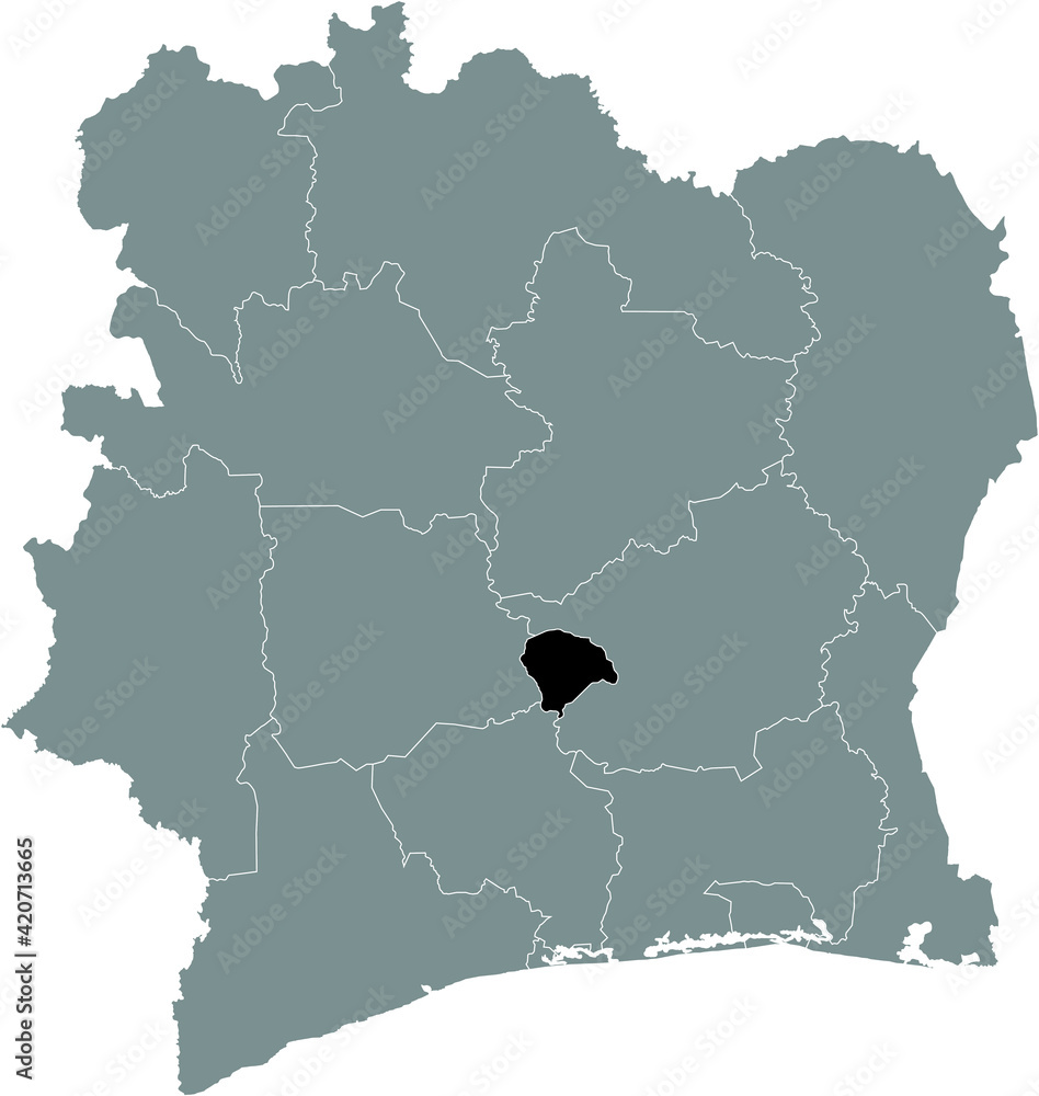 Black highlighted location map of the Ivorian Yamoussoukro autonomous ...