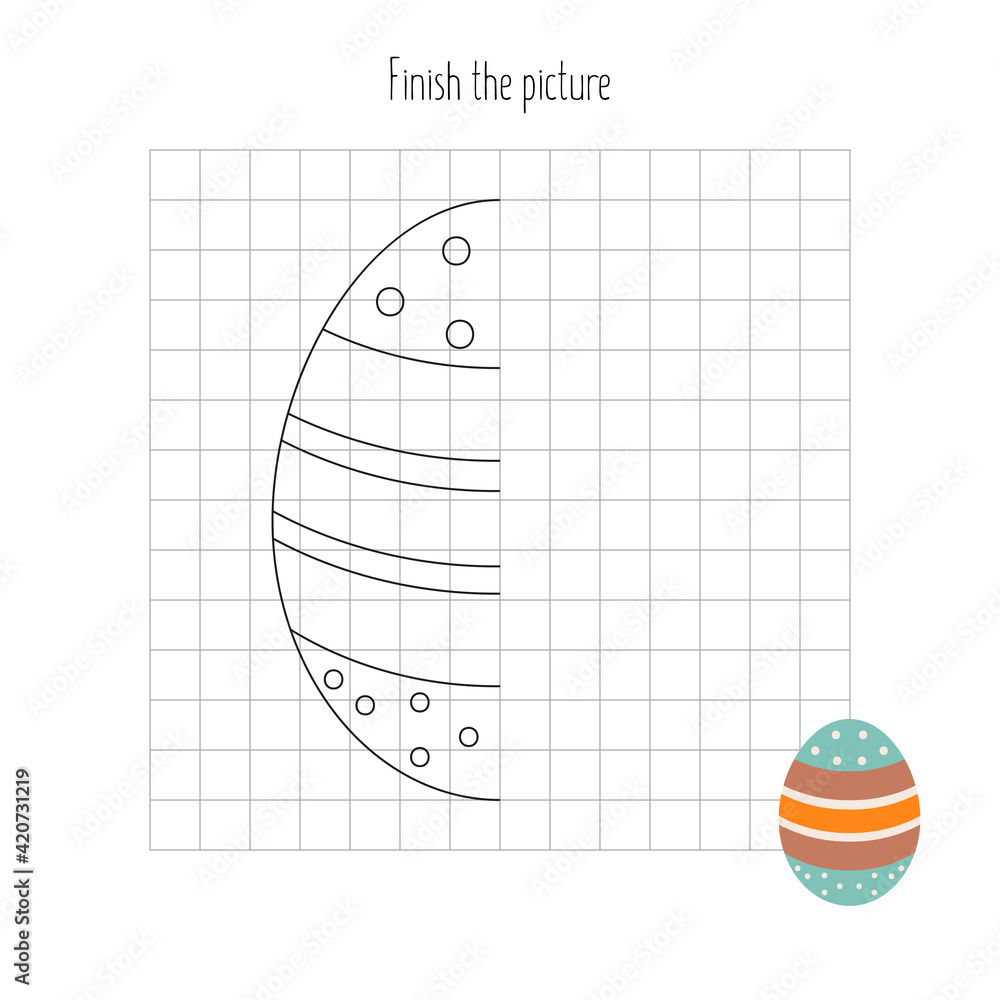 Finish the picture Easter egg. Logic games for kids. Coloring page ...