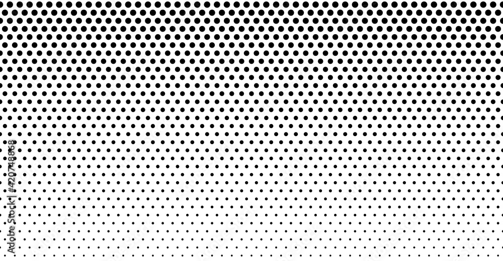 Halftone dot. Seamless border pattern. Fade gradient. Background dots. Point noise texture ...